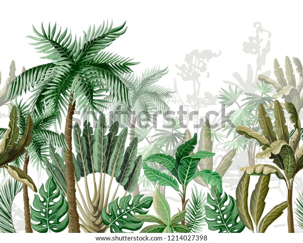 Seamless Border Tropical Tree Such Palm Stock Vector (Royalty Free ... Seamless Border Tropical Tree Such Palm Stock Vector (Royalty Free ...