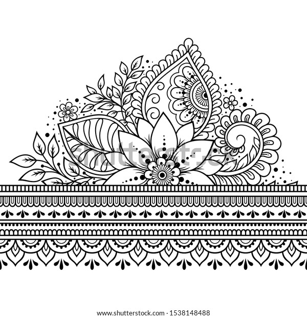 Seamless Borders Pattern Mehndi Flower Henna Stock Vector (Royalty Free ...