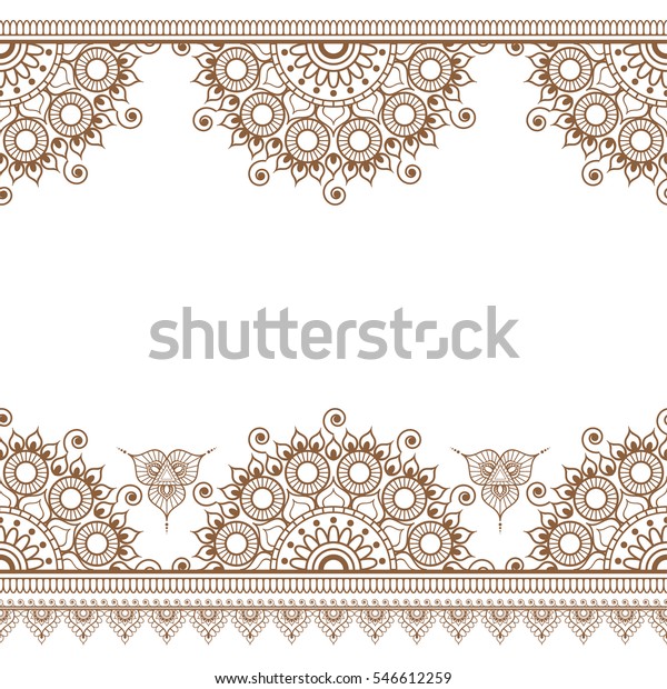 Seamless Brown Henna Pattern Mehndi Borders Stock Vector (Royalty Free ...