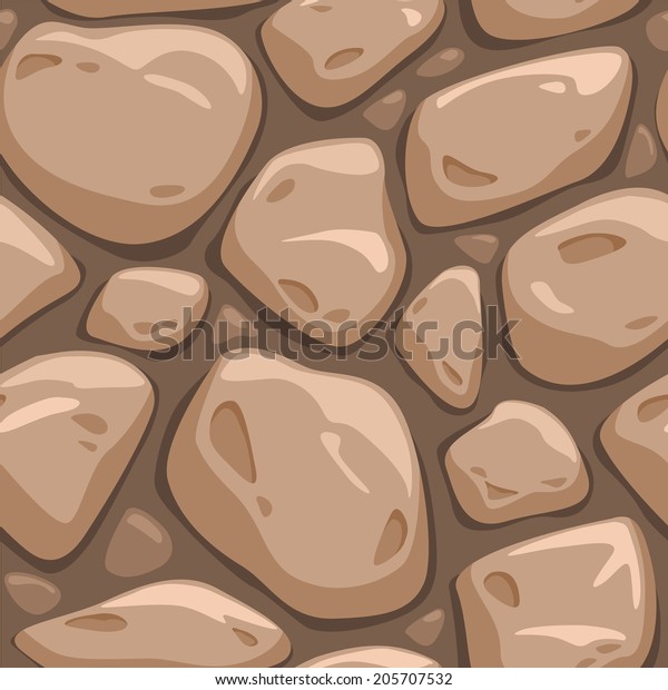 Seamless Cartoon Stone Texture Brown Colors 스톡 벡터(로열티 프리) 205707532