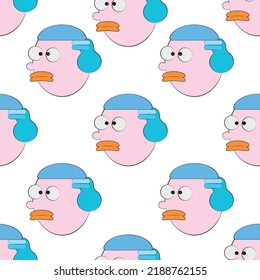 Seamless Cartoon White Background Character Design Stock Vector ...
