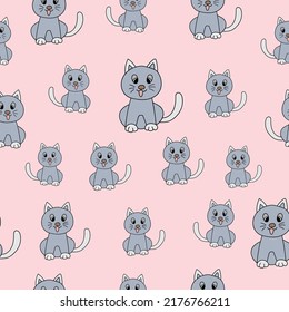 Seamless Cat Pattern Backgroundvectordesign Wallpaperfabricbackdrop ...