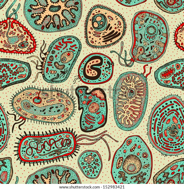 Seamless Cells Biology Pattern: vector de stock (libre de regalías ...