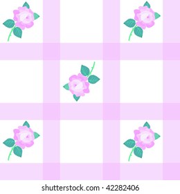 Seamless Check Background Roses Stock Vector (Royalty Free) 42282406 ...