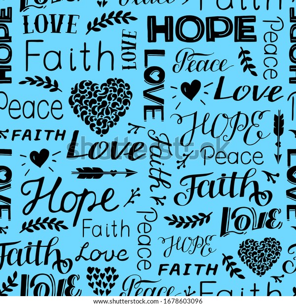 Seamless Christian Pattern Hand Lettering Words Stock Vector (Royalty ...
