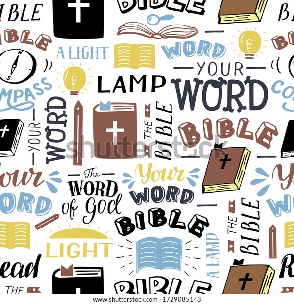 Seamless Christian Pattern Inscriptions Your Word Stock Vector (Royalty ...