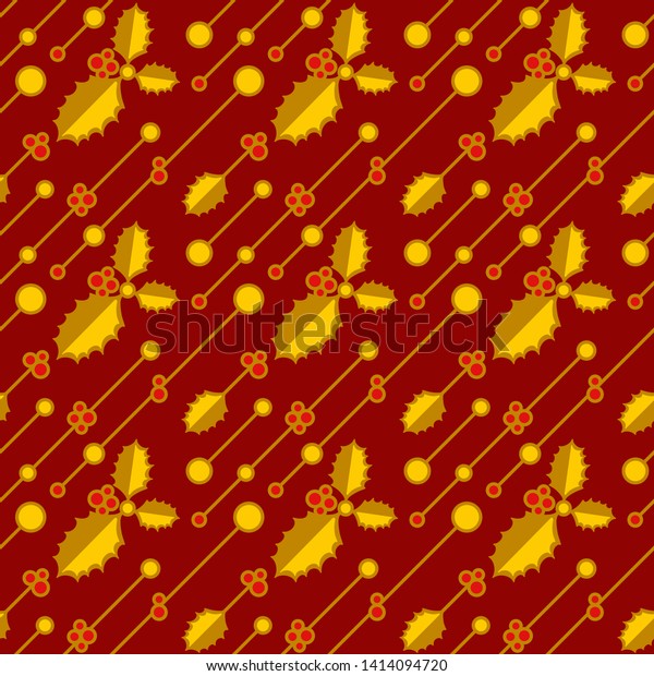 Seamless Christmas Pattern Colored Holly Leaves Stock Vector (Royalty ...