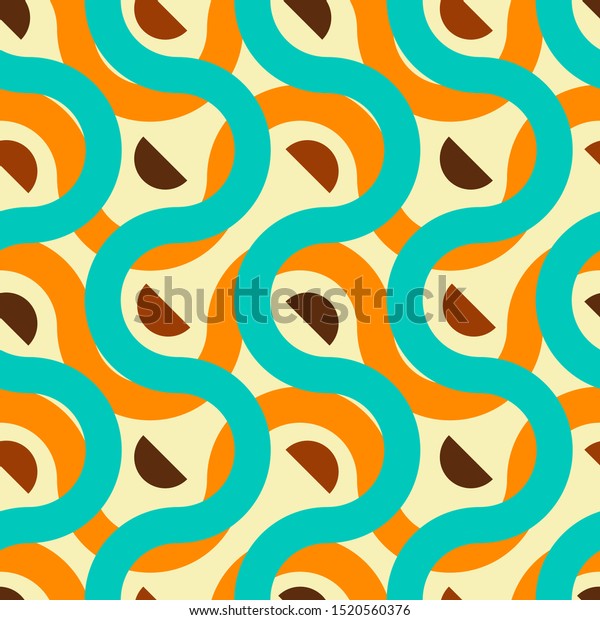 Seamless Colorful 70s Pattern Design Wavy Stock Vector (Royalty Free ...