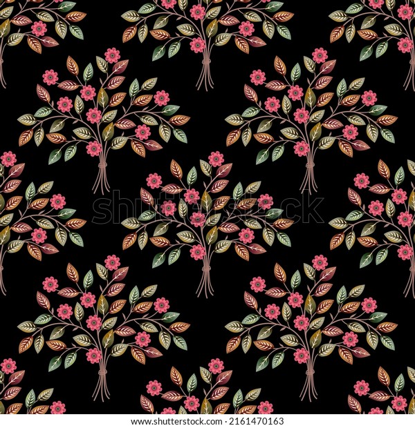 Seamless Colorful Mughal Tree Bunch Black Stock Vector (Royalty Free ...