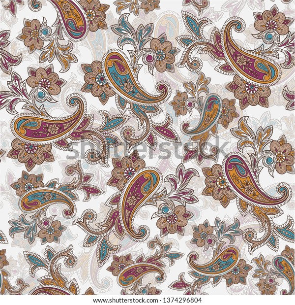 Seamless Colorful Paisley Pattern Paisley Pattern Stock Vector (Royalty ...