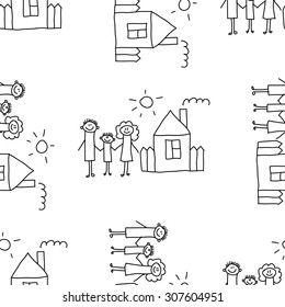 Seamless Colorful Vector Pattern Kids Drawing Stock Vector (Royalty ...