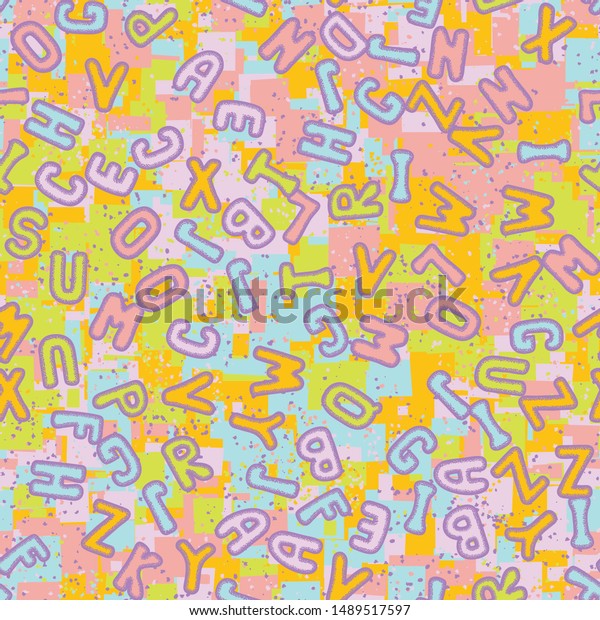 Seamless Composition Chaos Letters Abstract Elements Stok Vektör ...