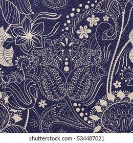 Seamless Contour Paisley Pattern Two Colors Stock Vector (Royalty Free ...
