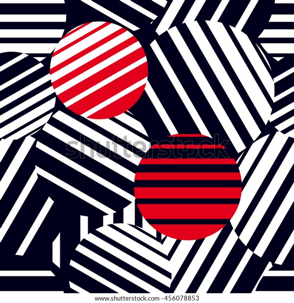Seamless Contrast Retro Pattern Stripped Black Stock Vector (Royalty ...