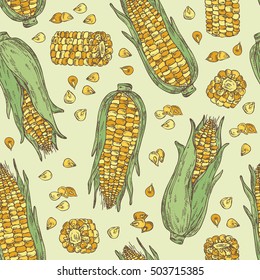 Collection Corn Hand Drawn Stock Vector (Royalty Free) 489877954