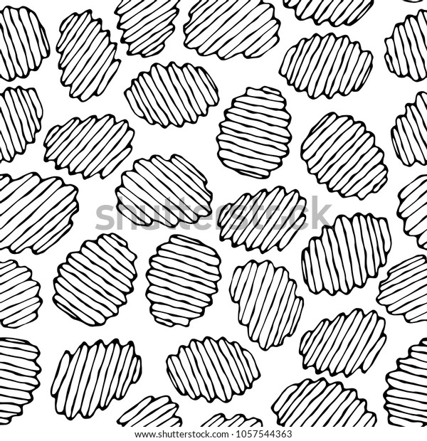 Seamless of Corrugated Potato Chips.Wave Chip. Snack Pattern.. Fried Potatoes. Corrugated Golden ...