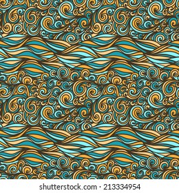 Seamless Curly Wave Background Vector Illustration Stock Vector ...