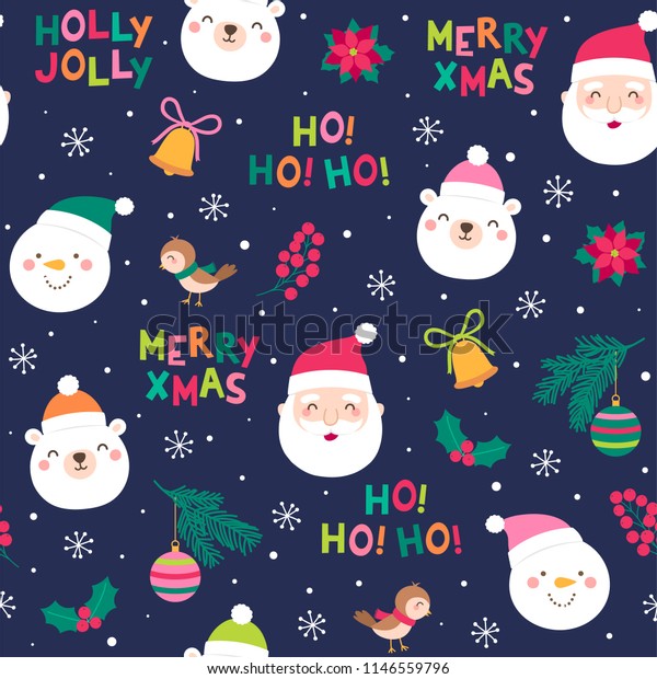 Seamless Cute Cartoon Character Decorative Elements Stock Vector ...