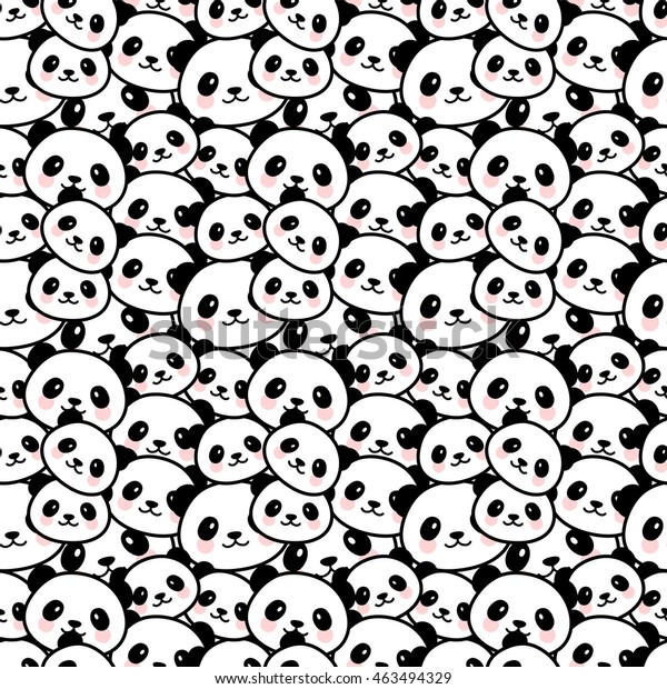 Seamless Cute Cartoon Panda Face Pattern Stock Vector (Royalty Free ...