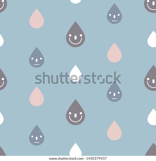Seamless Cute Rain Drop Rainy Season Stock Vector (Royalty Free ...