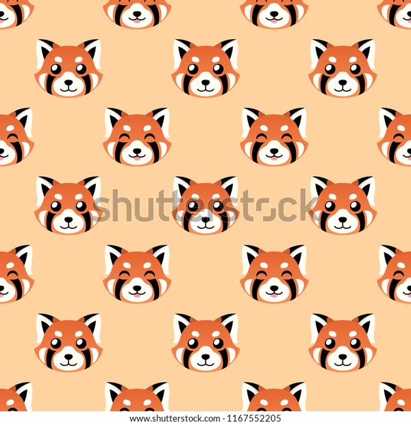 Seamless Cute Red Panda Face Vector Stock Vector (Royalty Free) 1167552205