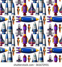 Seamless Different Design Rocket Ships Illustration Stock Vector ...