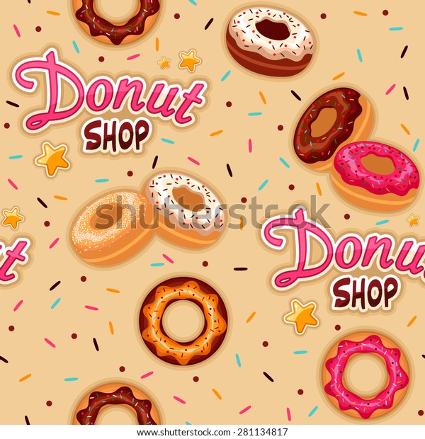 Seamless Donut Shop Background: Stock-Vektorgrafik (Lizenzfrei ...
