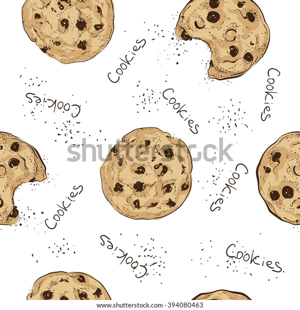 Seamless Doodle Cookies Pattern Sketch Style Stock Vector (Royalty Free ...