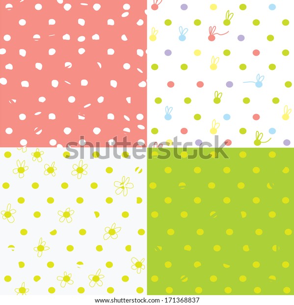 Seamless Dots Patterns Cute Design Children Stock Vector (Royalty Free ...