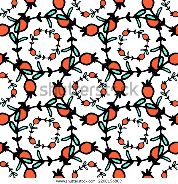 Seamless Double Diamond Pattern Red Berries Stock Vector (Royalty Free ...