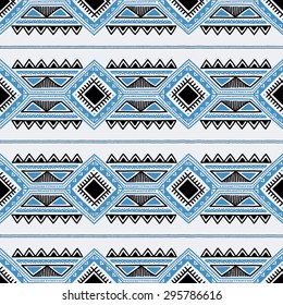 Seamless Ethnic Background Blue White Colors Stock Vector (Royalty Free ...