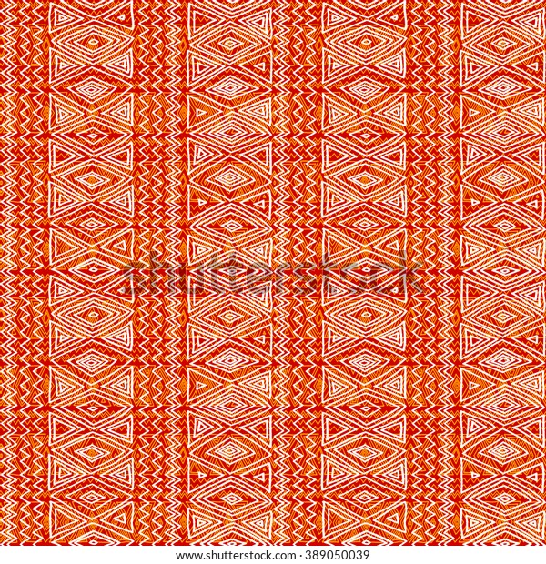 Seamless Ethnic Geometric Pattern Orange White Stock Vector (Royalty ...