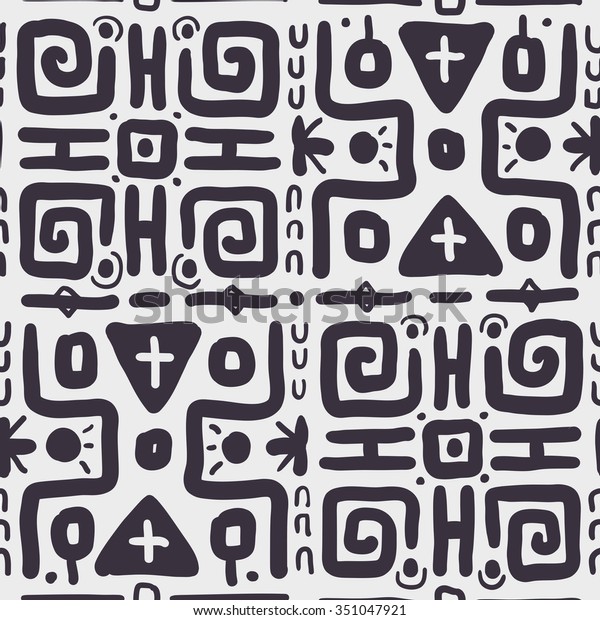 Seamless Ethnic Monochrome Pattern Checkered Linear Stock Vector ...