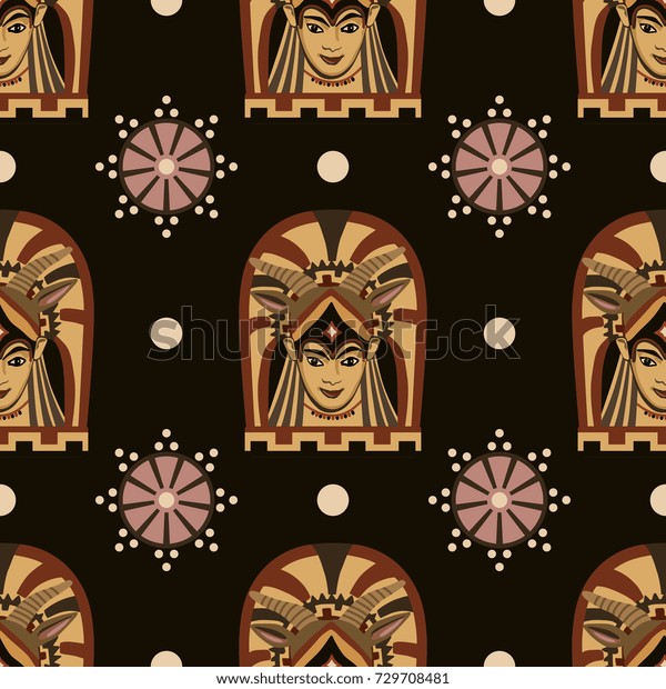 Seamless Ethnic Pattern Etruscan Motifs Terracotta Stock Vector ...