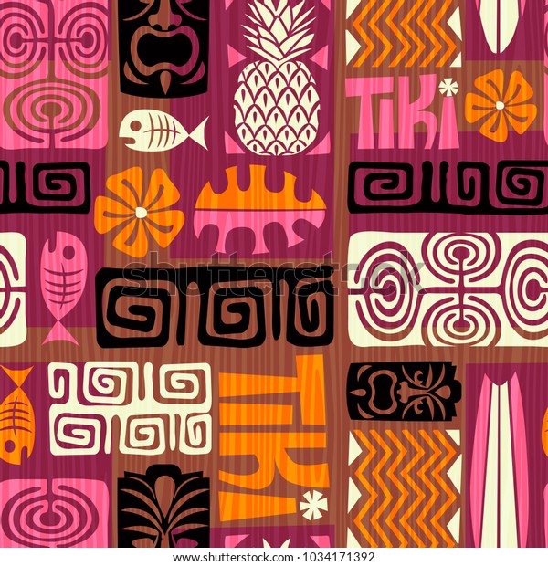 Seamless Exotic Tiki Pattern Use Wallpaper Stock Vector (Royalty Free ...