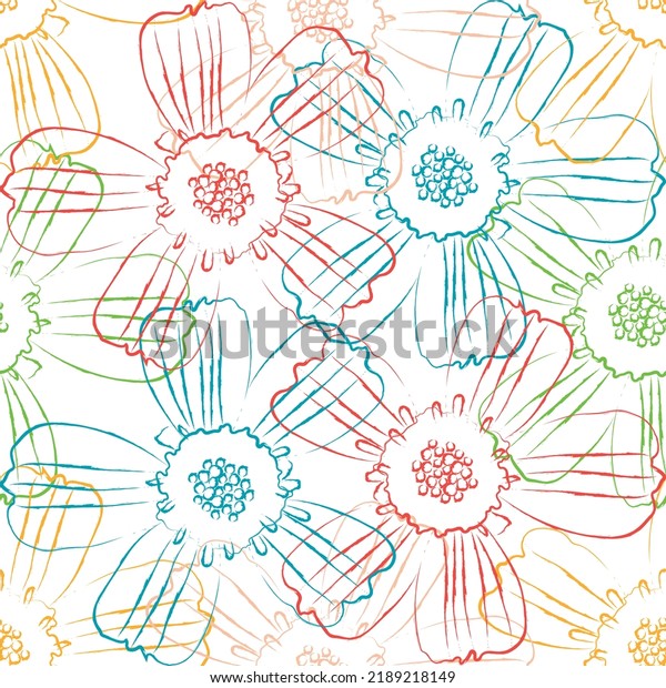 Seamless Fabric Floral Line Pattern Vector Stock Vector (Royalty Free ...