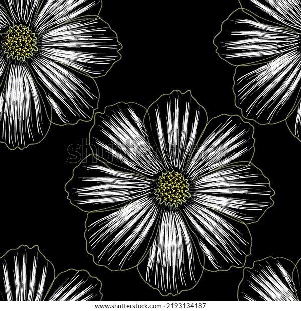 Seamless Fabric Floral Line Pattern Vector Stock Vector (Royalty Free ...