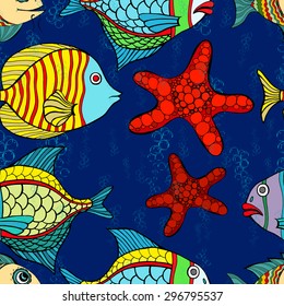 Seamless Fish Background Vector Illustration Stock Vector (Royalty Free ...