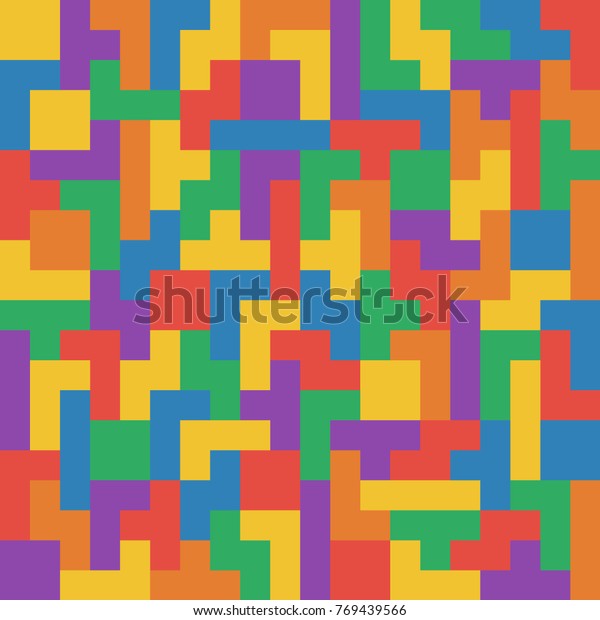 Seamless Flat Ui Colors Tetris Pattern Stock Vector (Royalty Free ...
