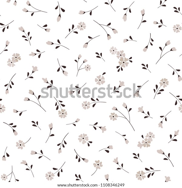 Seamless Floral Background Small Flowers Leaves Stok Vektör (Telifsiz ...