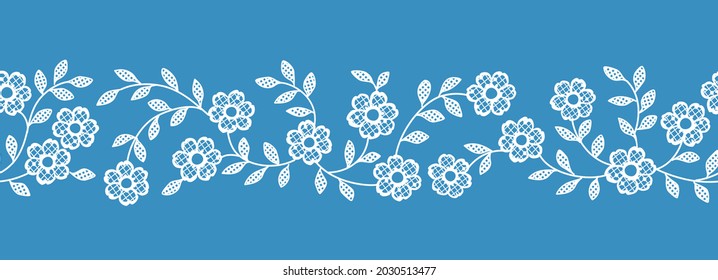 Seamless Floral Lace Border Vector Illustration Stock Vector (Royalty ...