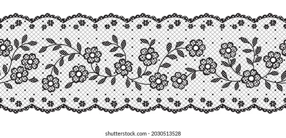 Seamless Floral Lace Border Vector Illustration Stock Vector (Royalty ...