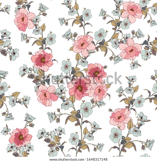 Seamless Floral Pattern Curly Flowers Surface Stock Vector (Royalty ...