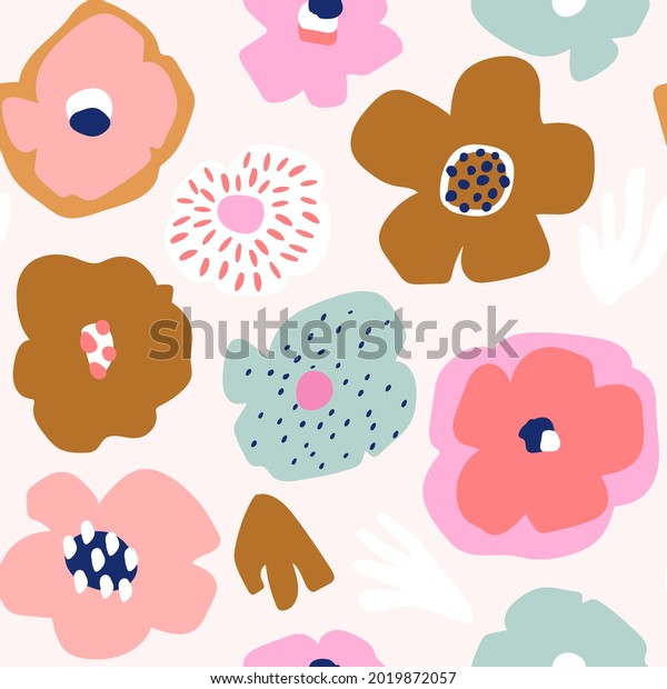 Seamless Floral Pattern Cut Out Style Stock Vector (Royalty Free ...