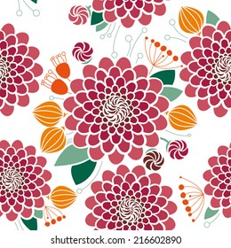 Seamless Floral Pattern Dahlias Stock Vector (Royalty Free) 216602890 ...
