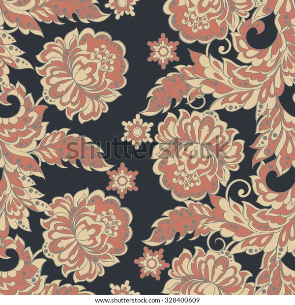 Seamless Floral Pattern Damask Style Vintage Stock Vector (Royalty Free ...