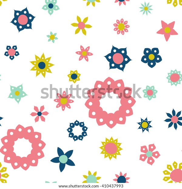Seamless Floral Pattern Dotted Colorful Flowers Stock Vector (Royalty ...