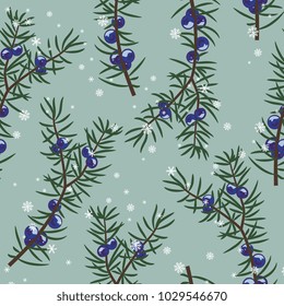 Seamless Pattern Juniper Berries Juniper Branch Stock Vector (Royalty ...