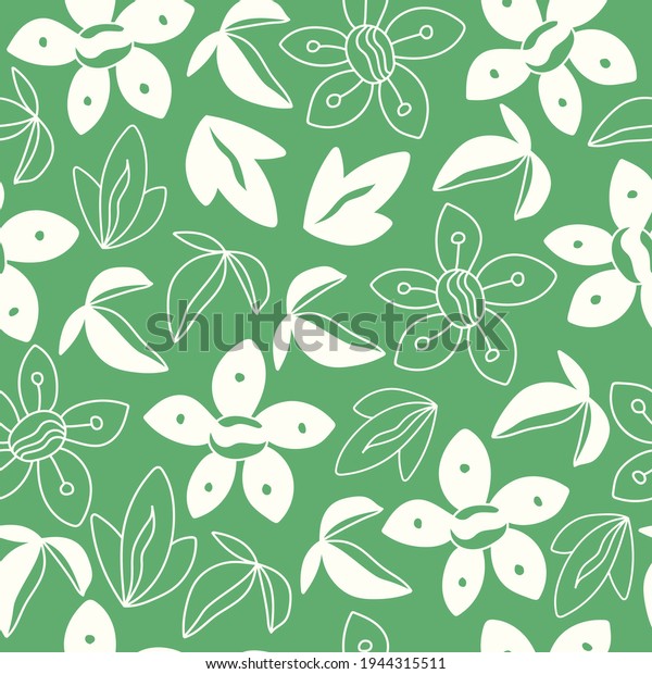 Seamless Floral Pattern Line Art Botanical Stock Vector (Royalty Free ...