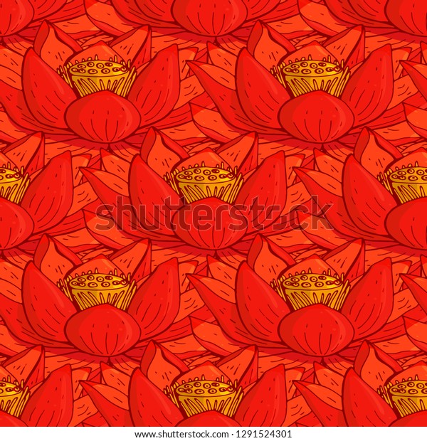 Seamless Floral Pattern Lotus Flowers Stock Vector (Royalty Free ...